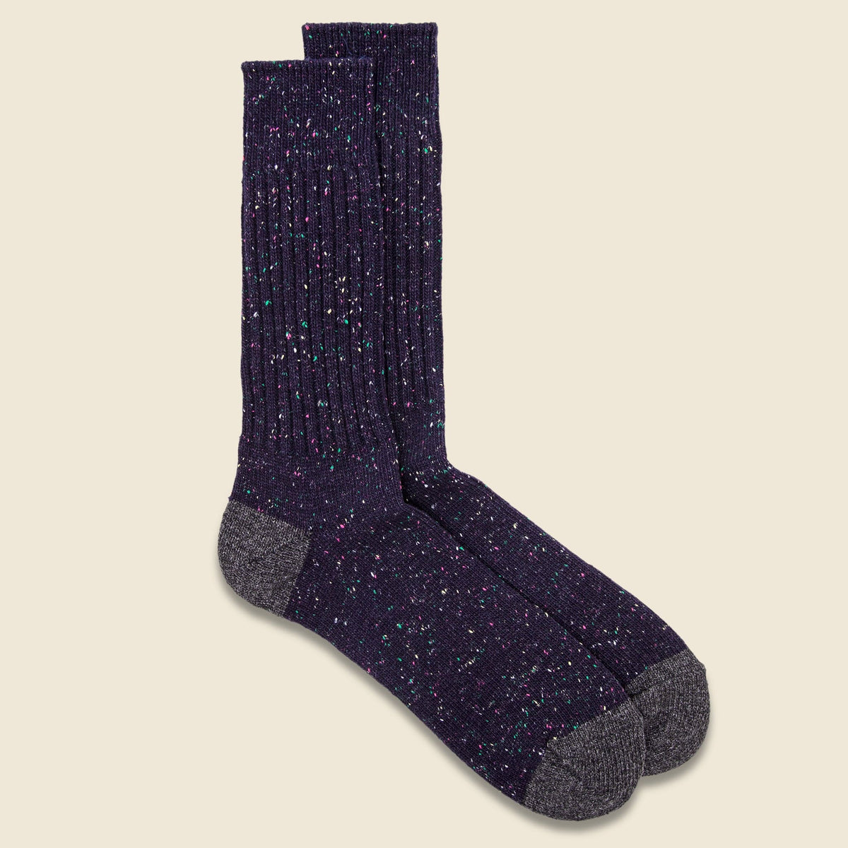 Tweed Nep Crew Sock - Navy Melange