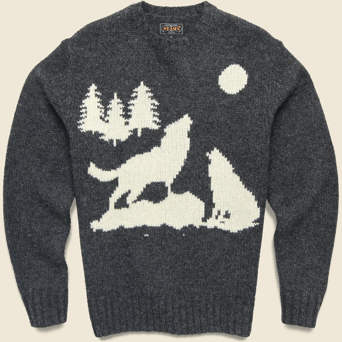 Crew Intarsia Wolves Sweater - Charcoal – STAG Provisions