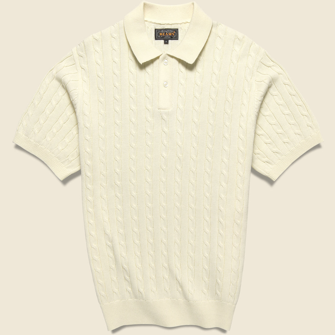 Cable Knit Polo - White – STAG Provisions