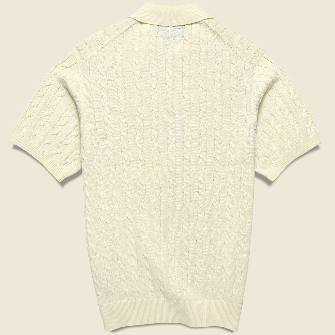 Cable Knit Polo - White – STAG Provisions