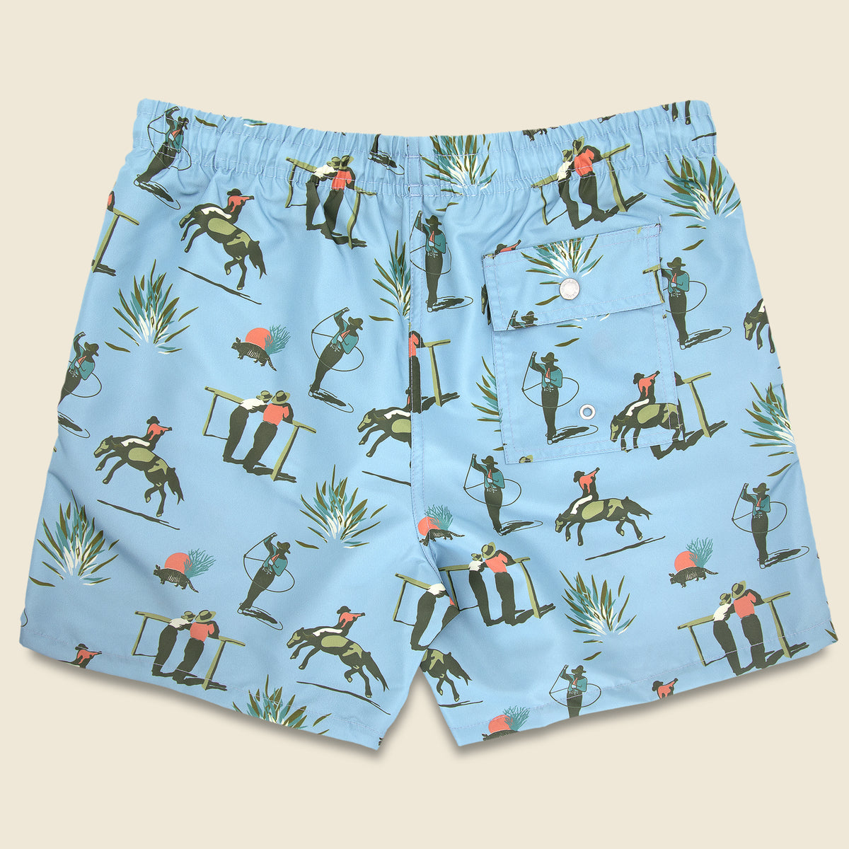 5.5" Cowboy Print Swim Trunks - Light Blue – STAG Provisions