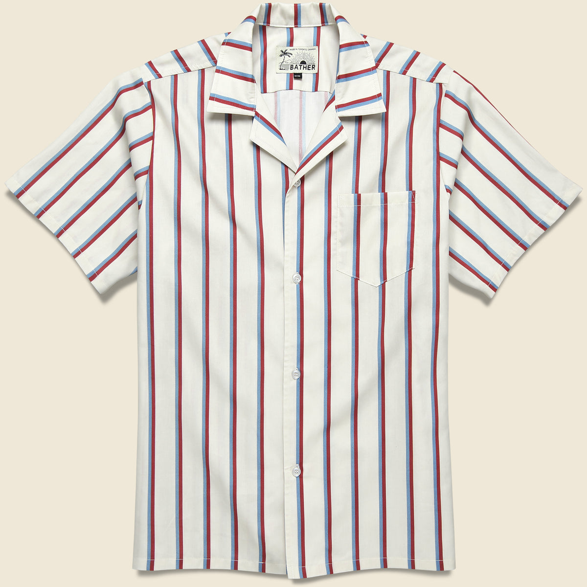 Fine Stripe Camp Shirt - White/Red/Blue – STAG Provisions