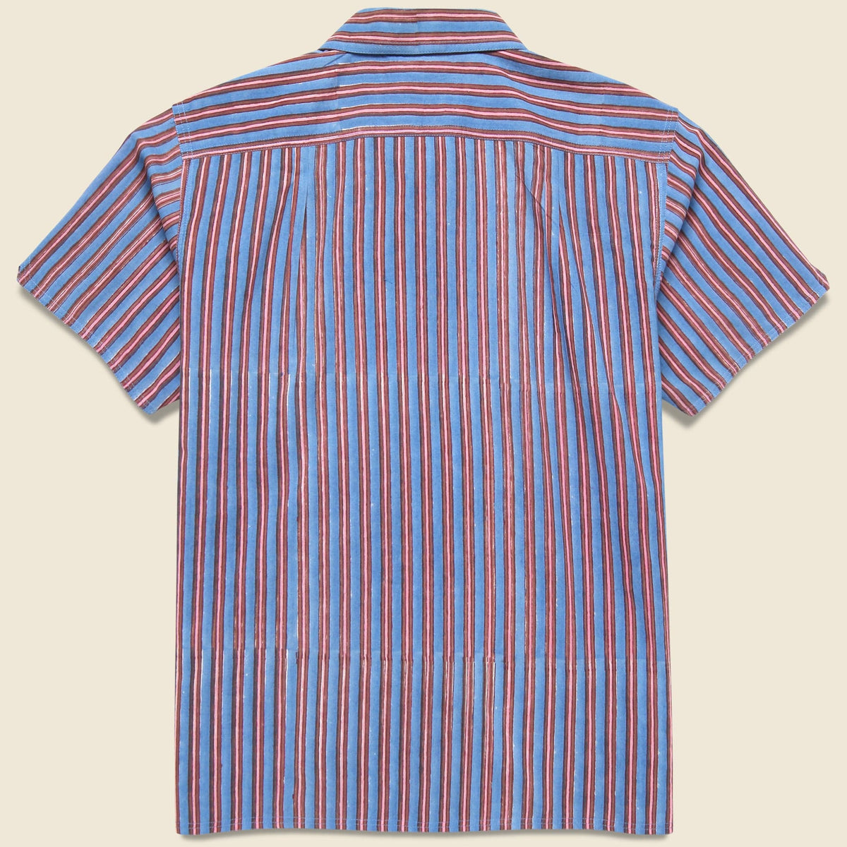 Striped Block Print Shirt - Indigo – STAG Provisions
