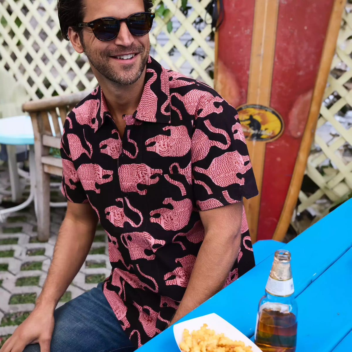 Tiger Block Print Shirt - Black – STAG Provisions