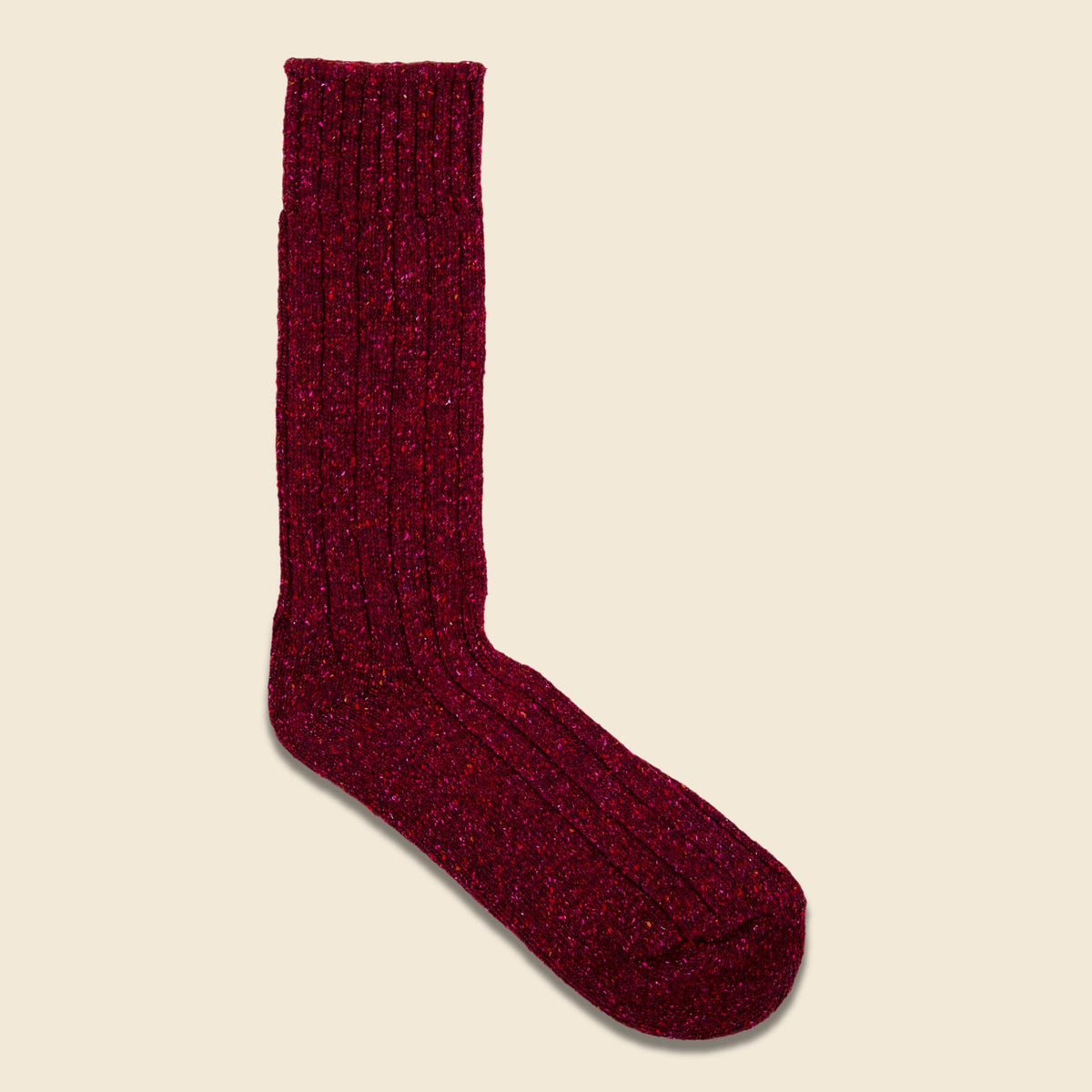 Wool & Silk Boot Sock - Burgundy