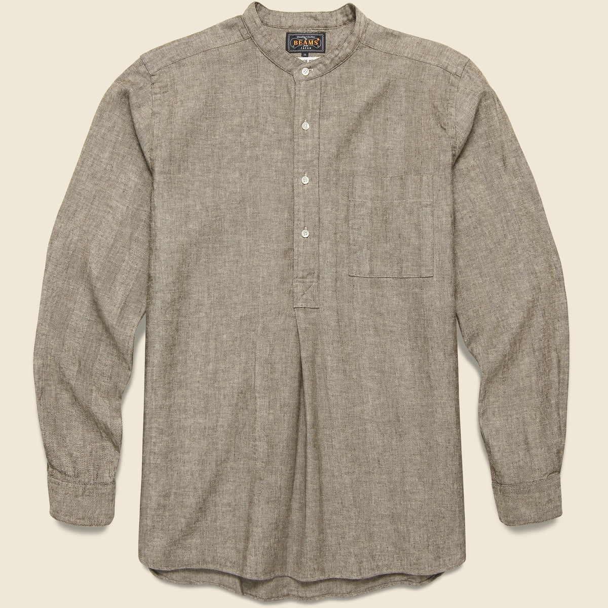 Band Collar Herringbone Pullover - Brown – STAG Provisions