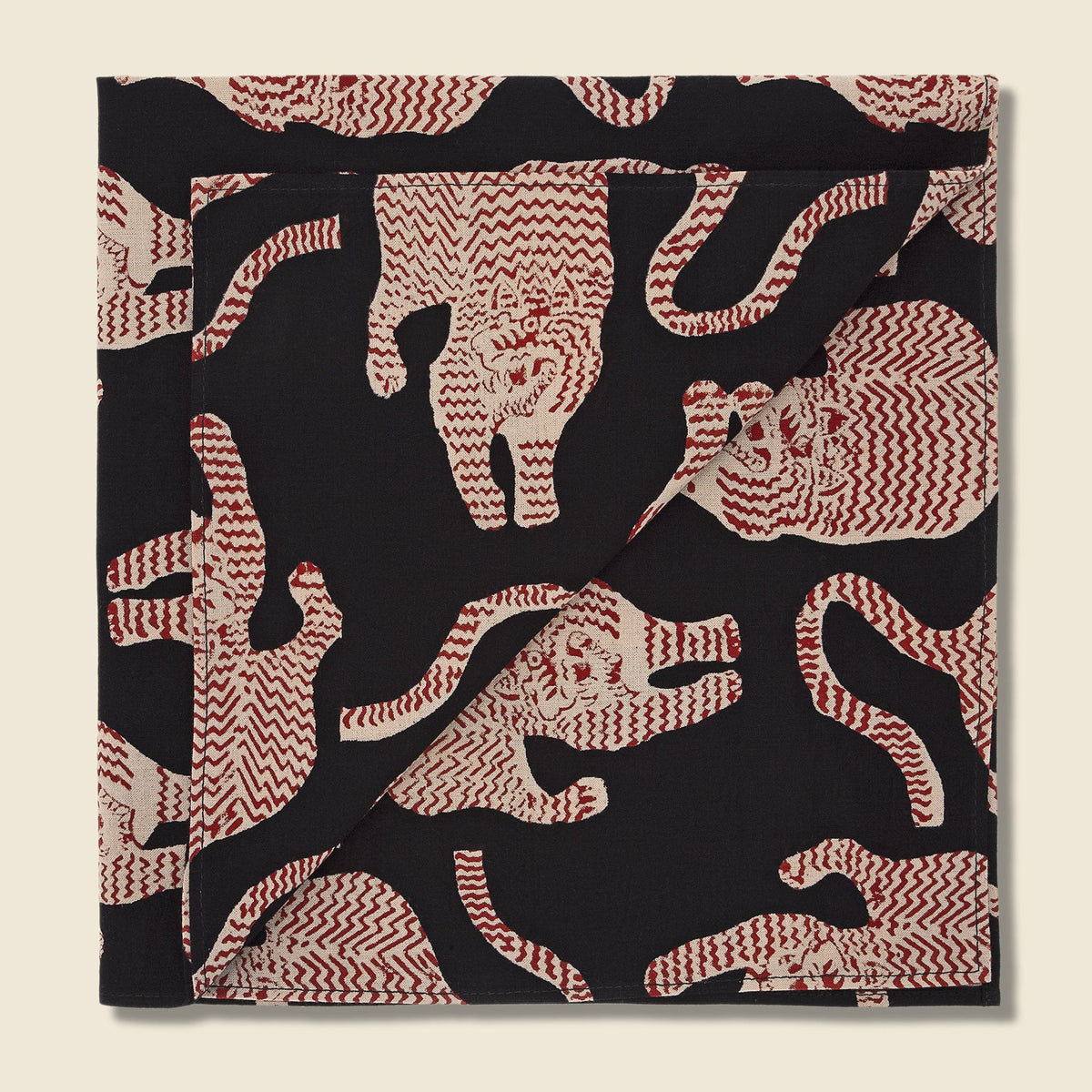 Tiger Block Print Bandana - Black/Red