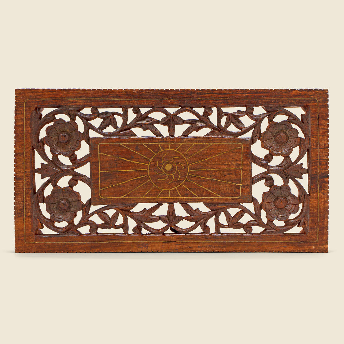 Hand-Carved Wood & Brass Plinth