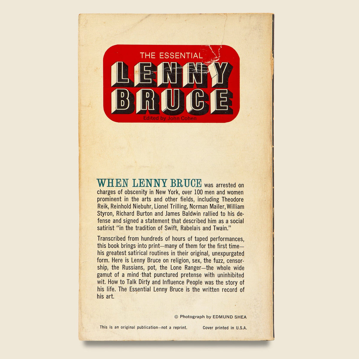 The Essential Lenny Bruce - Uncut & Uncensored PB Book – STAG Provisions