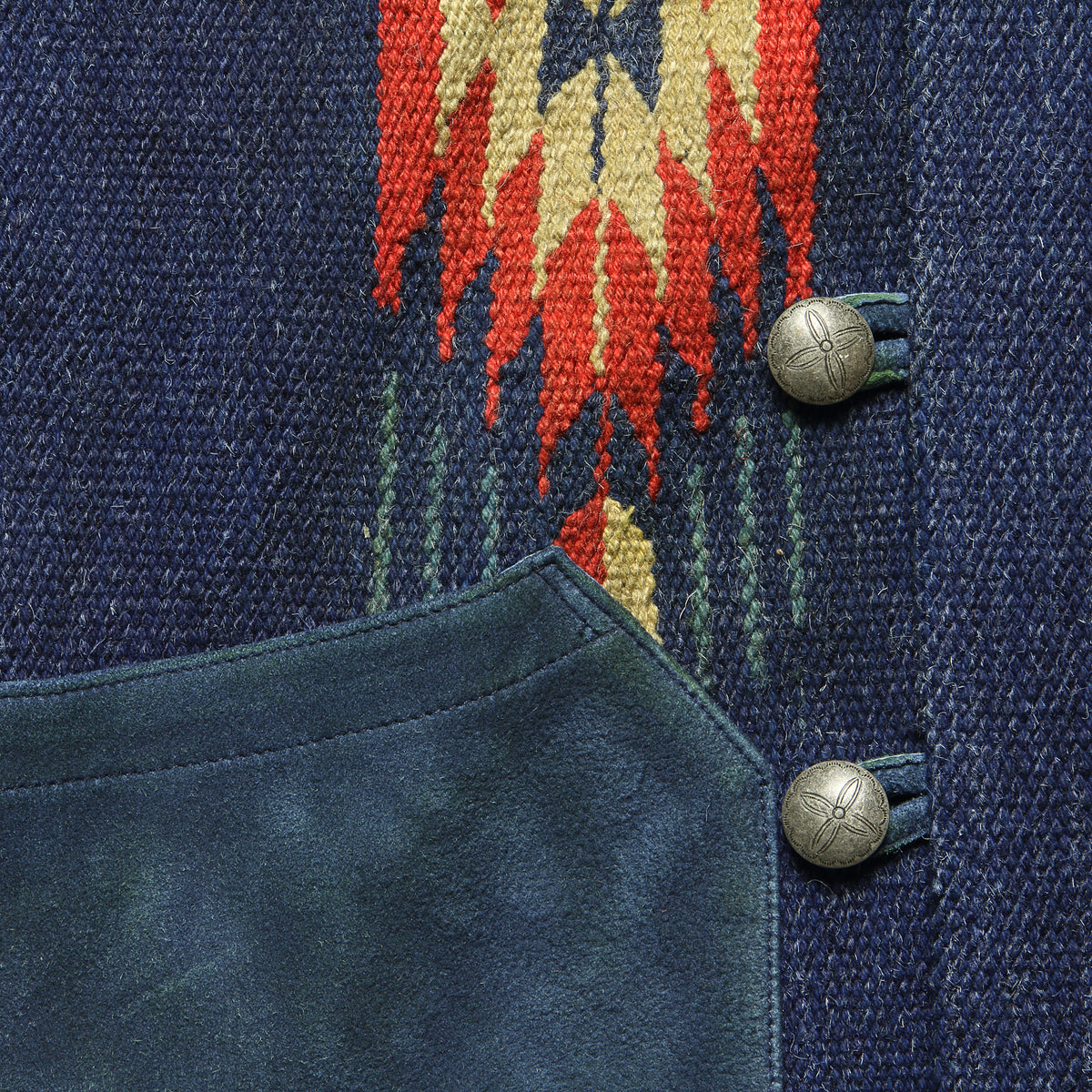 Keller Hand-Woven Jacquard Suede Trim Vest - Indigo – STAG Provisions