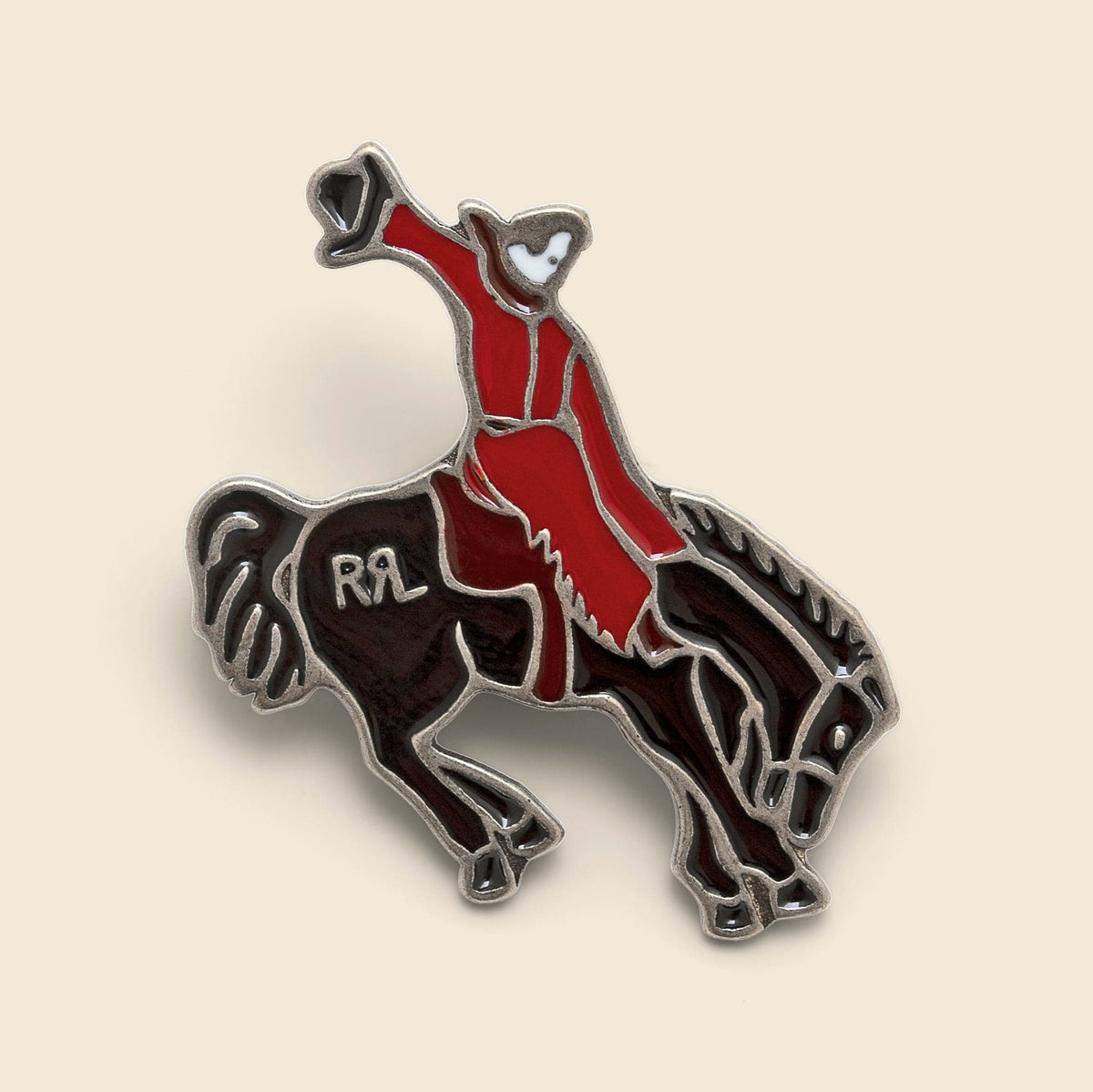 Western-Inspired Enameled Pin - Red/Black/Silver