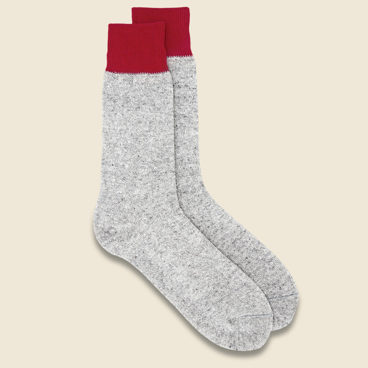 Silk & Cotton Double Face Sock - Red/Light Grey – STAG Provisions