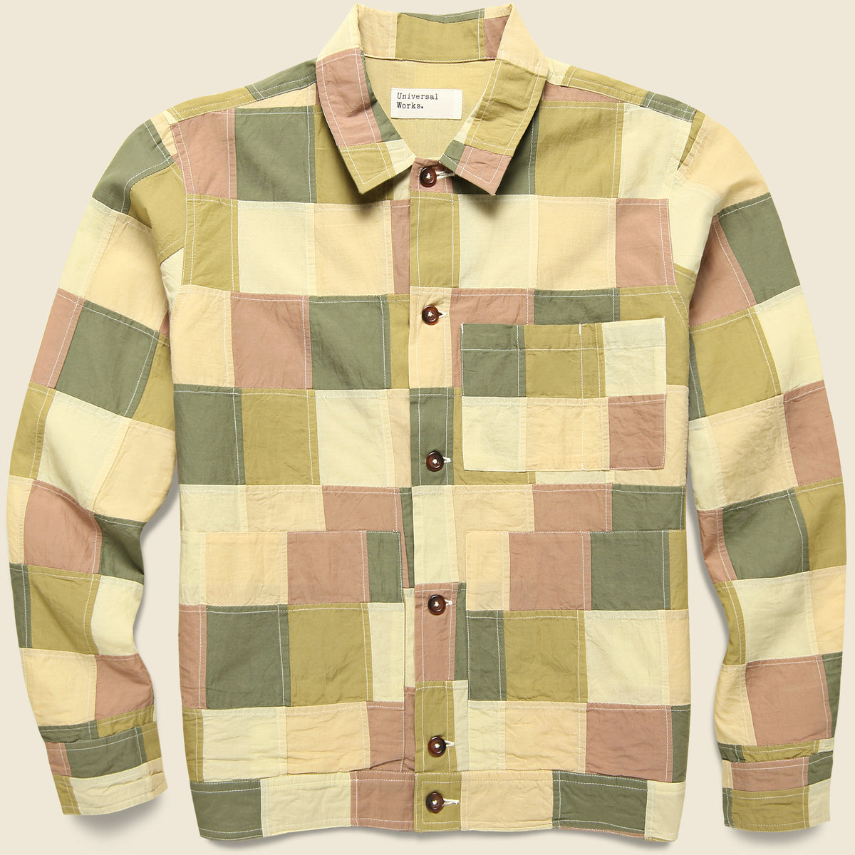 Patchwork Check Uniform Jacket - Sand